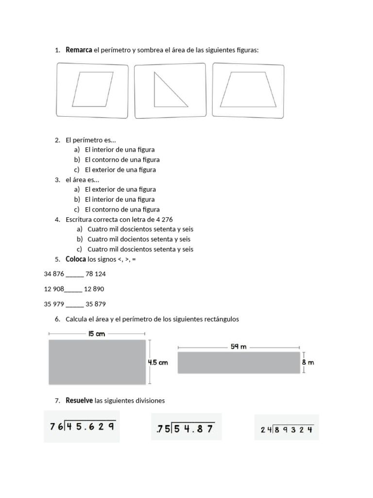Repaso de Matematicas 3 Trimestre | PDF