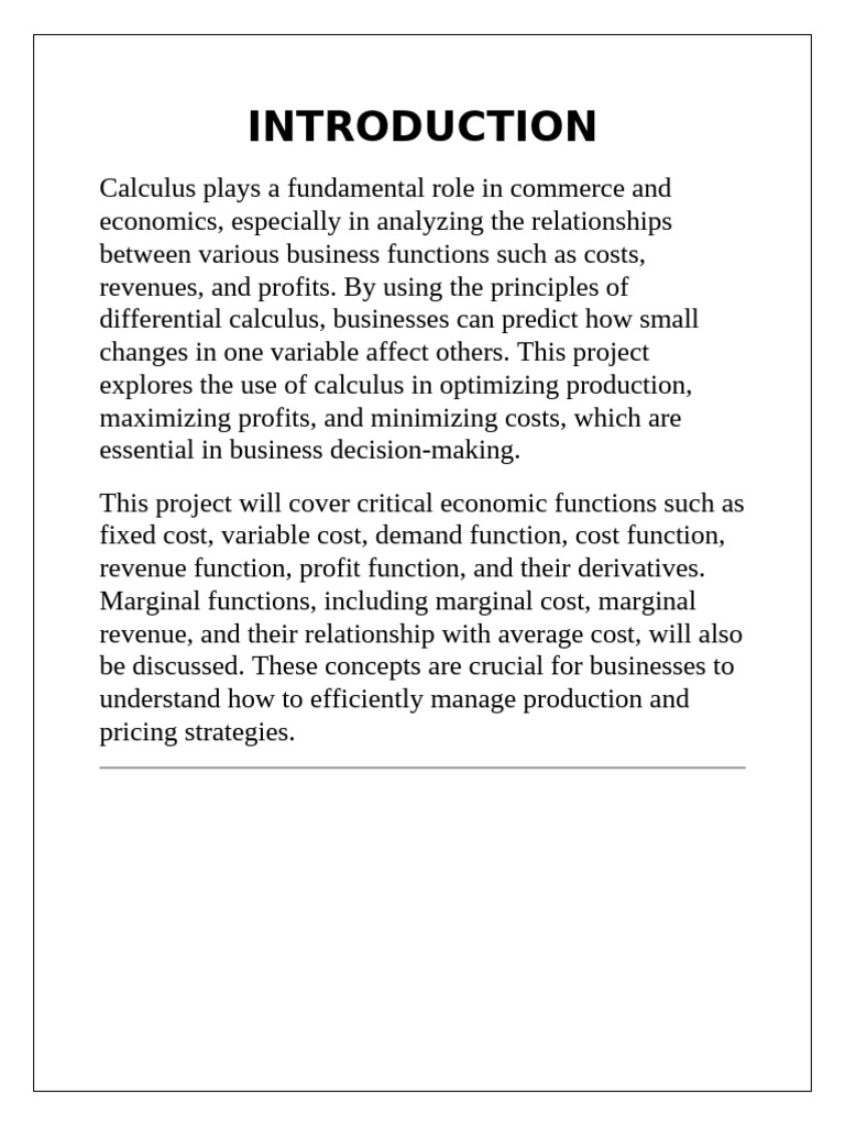 Maths Project (Application) | PDF | Profit (Economics) | Marginal Cost