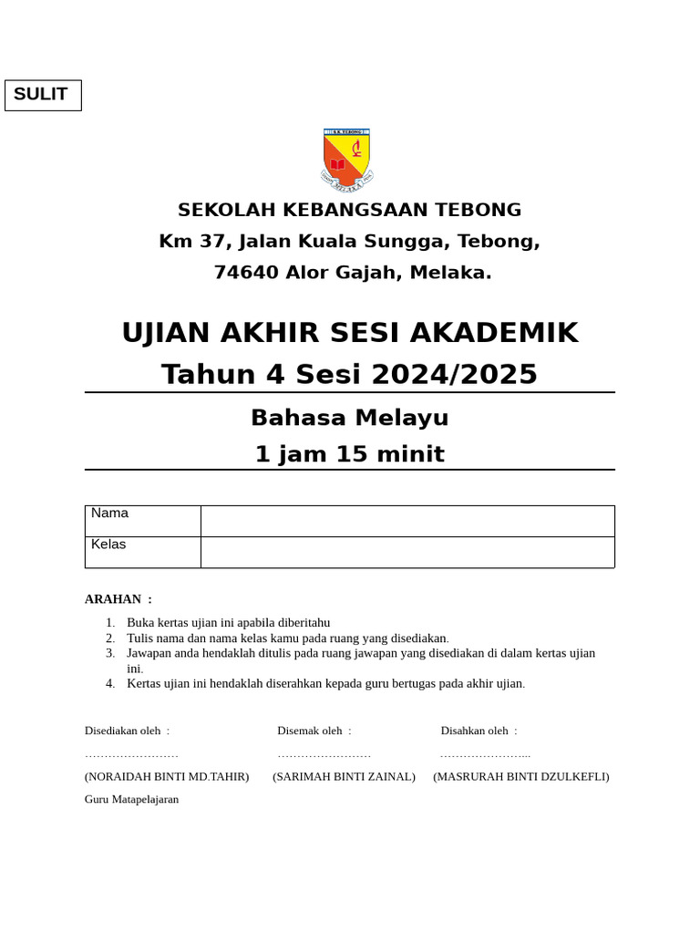 COVER Uasa 2024-2025 | PDF