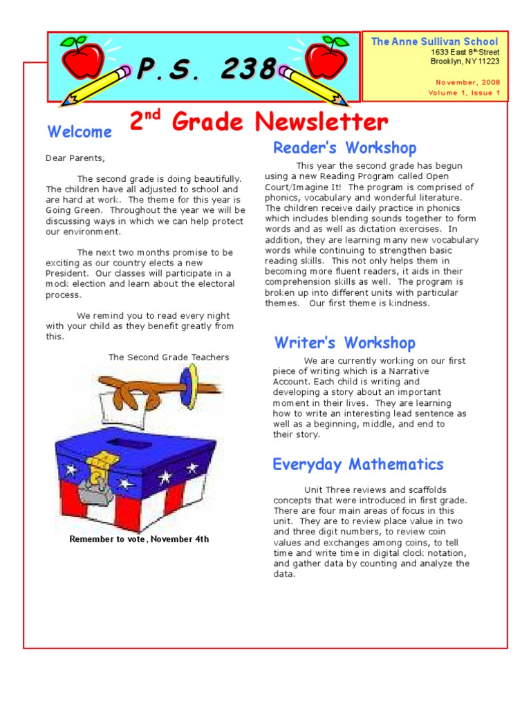 2nd Grade Newsletter: November 2008 | PDF | Phonics | Reading (Process)