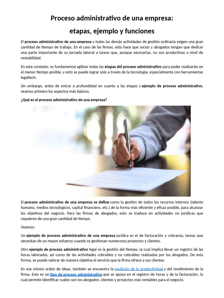 Proceso administrativo de una empresa, etapas, ejemplo y funciones | PDF Proceso administrativo de una empresa, etapas, ejemplo y funciones | PDF