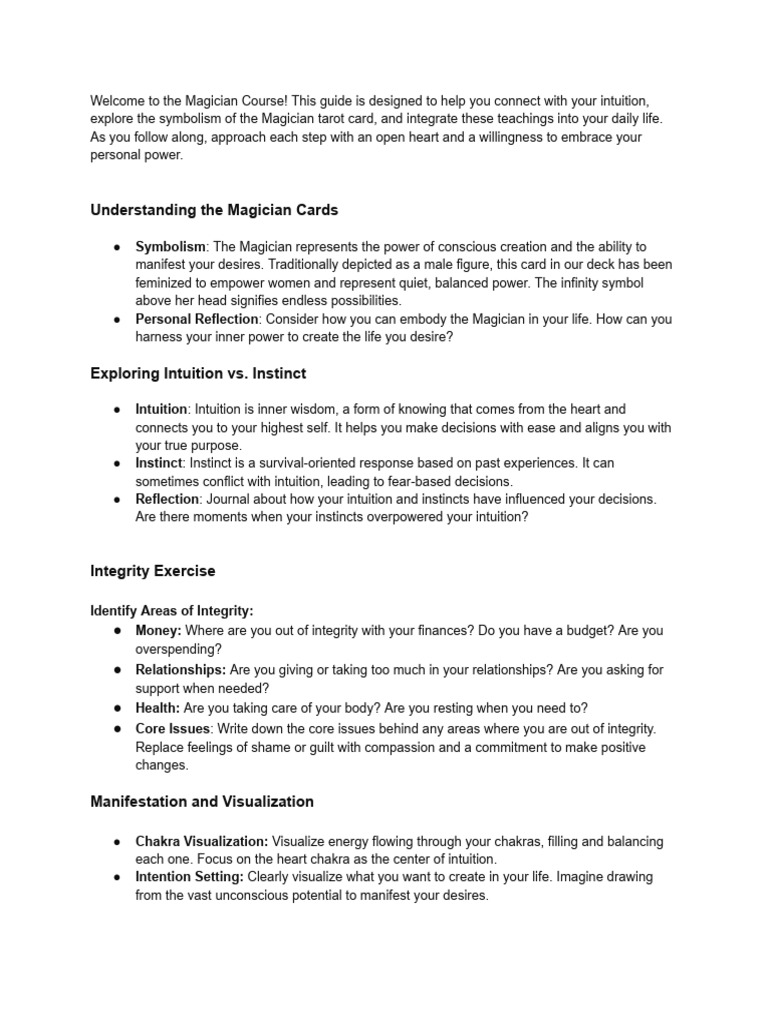 The Magician Workshop Meditation | PDF