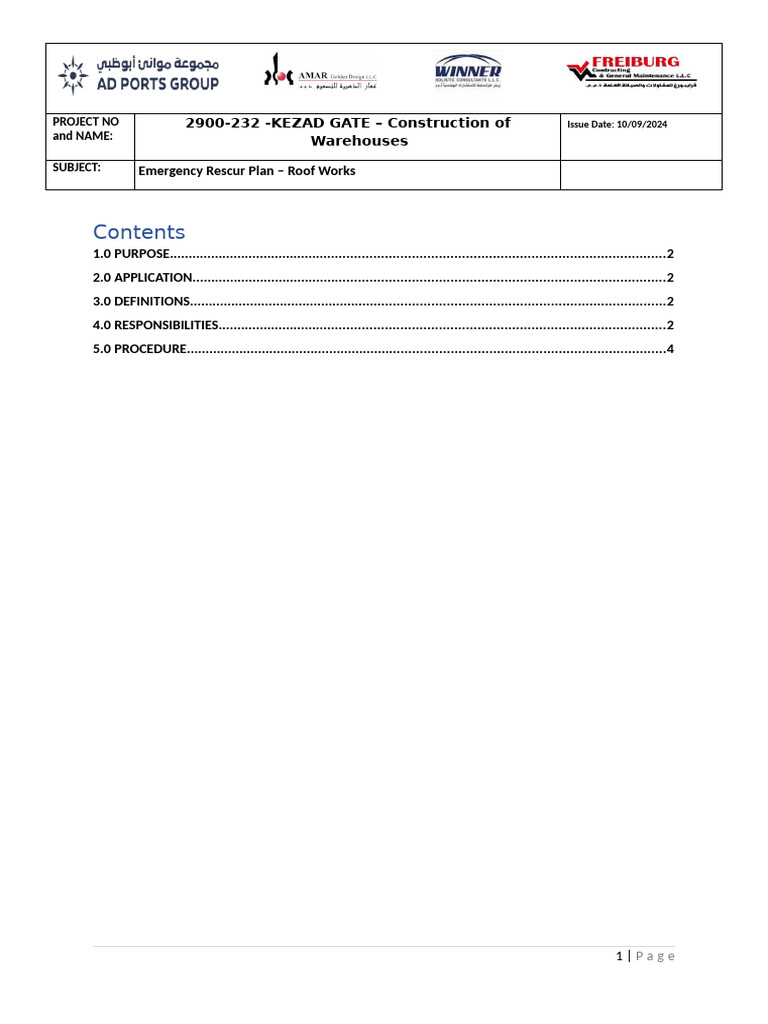 Emergency Rescue Plan - Roof Works | PDF | Emergency | Workplace