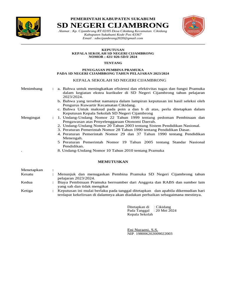 SK Pembina Pramuka | PDF