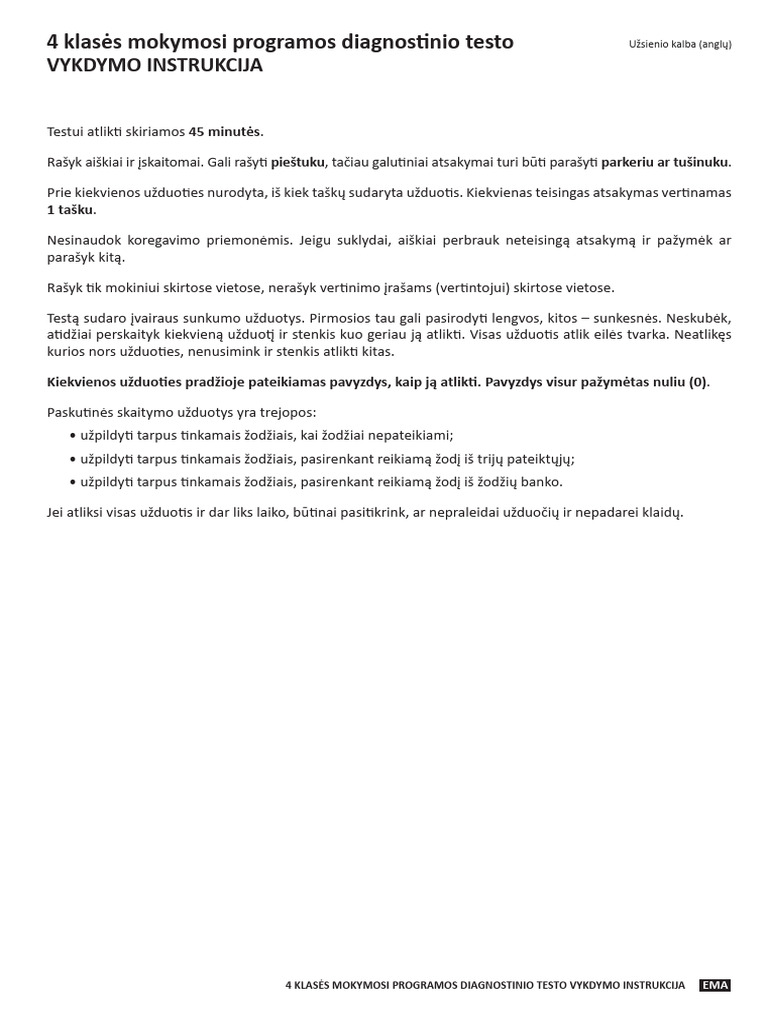 Anglu 4 Vykdymo Instrukcija | PDF
