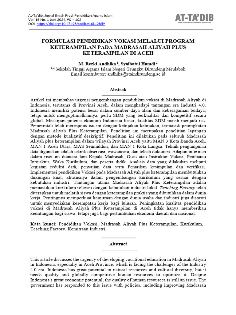 Formulasi Pendidikan Vokasi Melalui Program | PDF Formulasi Pendidikan Vokasi Melalui Program | PDF