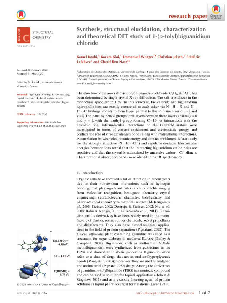 Synthesis, Structural Elucidation, Characterization and Theoretical DFT ...