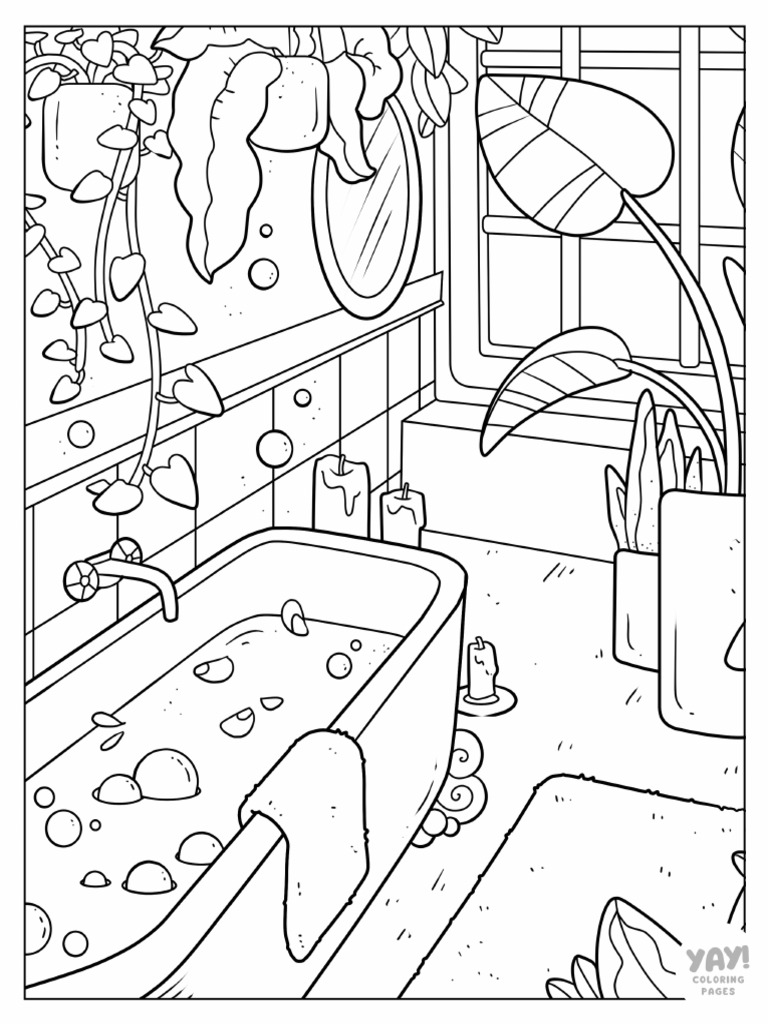 Coloring Pages Relaxing Spa Bathroom | PDF
