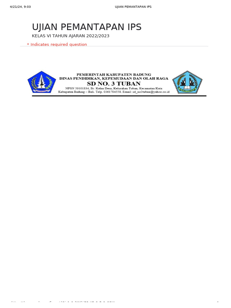 UJIAN PEMANTAPAN IPS - Google Forms | PDF