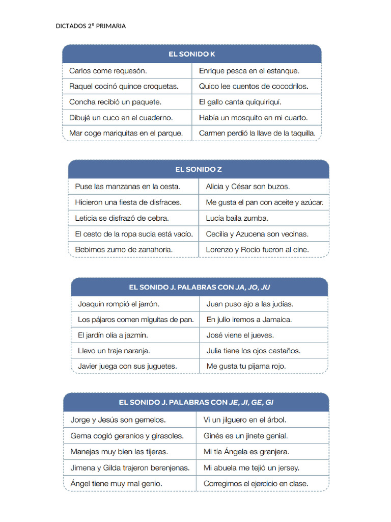 Dictados 2º Primaria | PDF