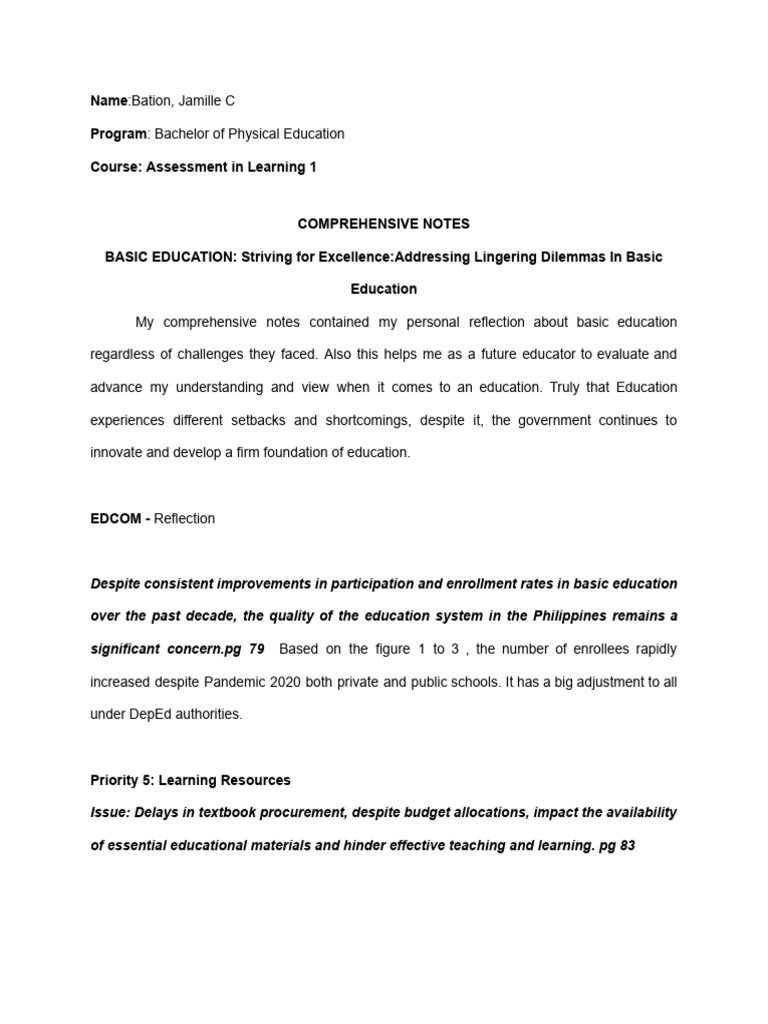 COMPREHENSIVE NOTES - | PDF