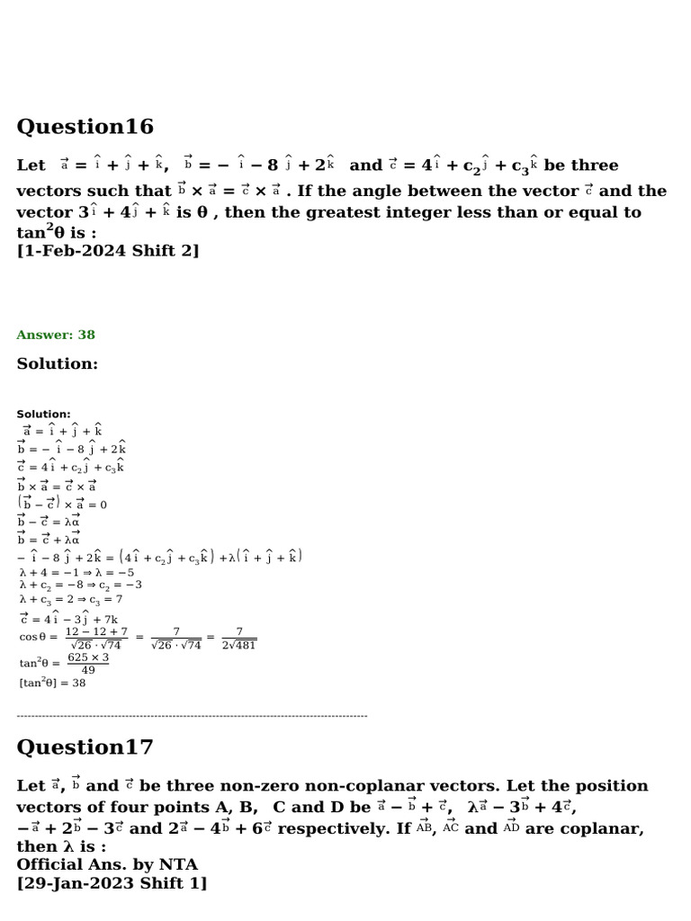 Vectors 2023 PYQs | PDF