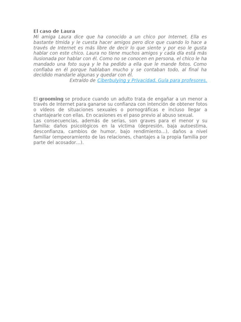 El Caso de Laura | PDF | Suplantación de identidad | Acoso cibernético