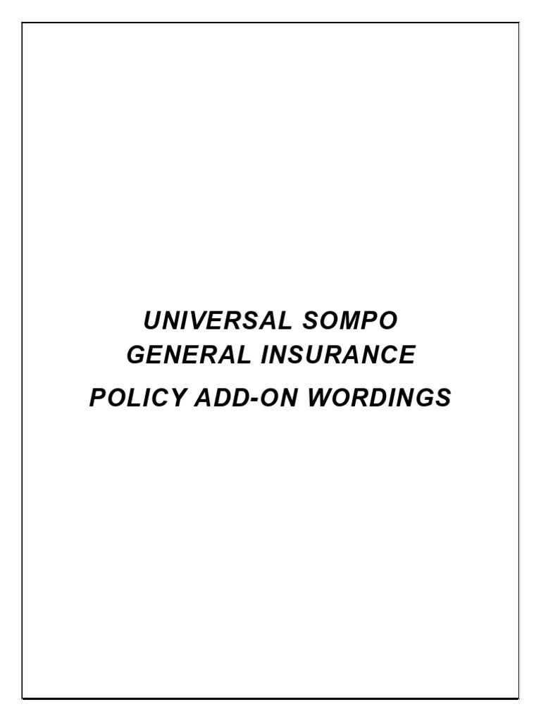 Universal Sompo Add Ons Wordings | PDF