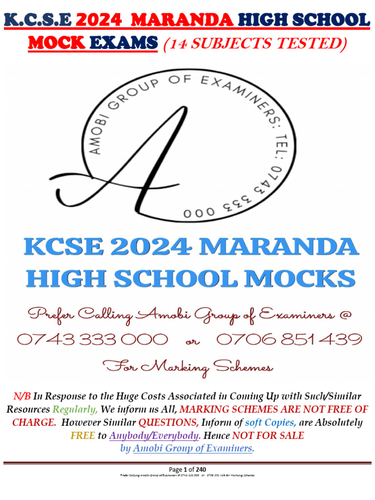 Kcse 2024 Maranda Mock Q | PDF