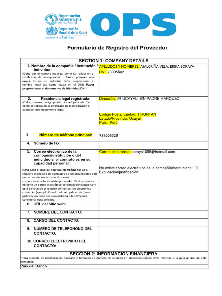 OPS Formato Taller - Erika | PDF