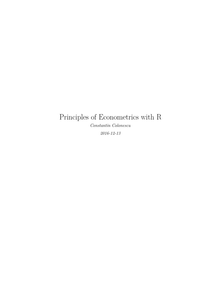 Principles of Econometrics With R 2016 Roam | PDF
