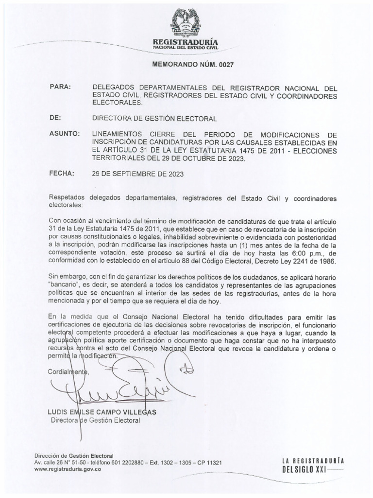 Memorando No 027 -2023 | PDF