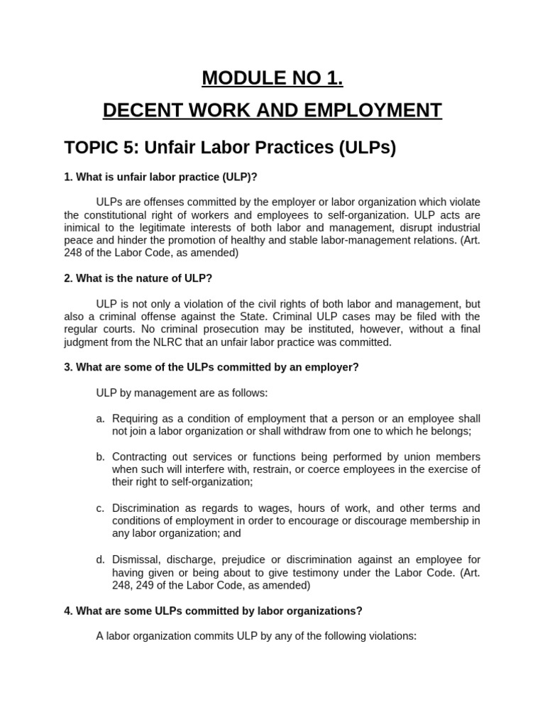 Understanding Unfair Labor Practices | PDF | Nursing | Finance & Money ...