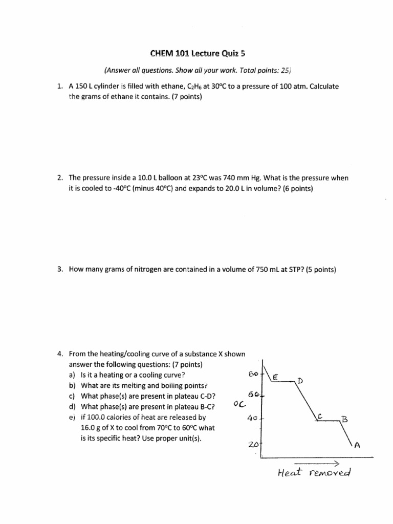 CHEM 101 _ Lecture Quiz 5 _ Gas Law | PDF