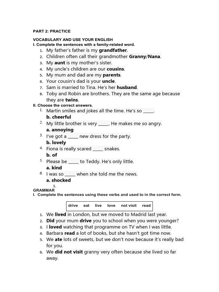 24-25 M1 Keys 7a Esl Revision | PDF