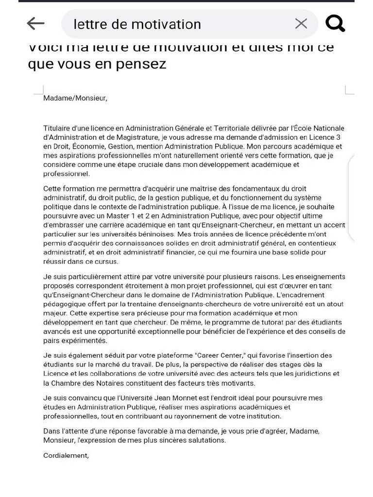 Lettre de Motivation | PDF