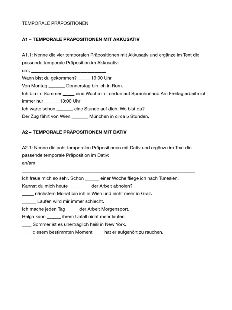Temporale Präpositionen | PDF