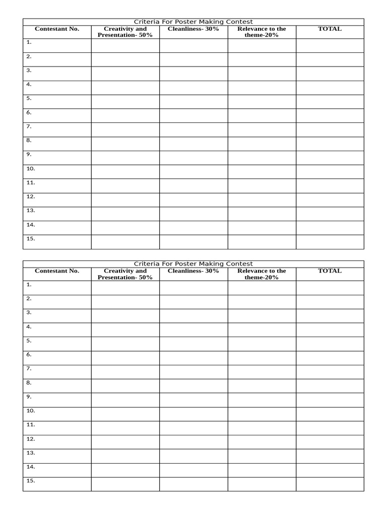 Criteria for Poster Making Contest | PDF