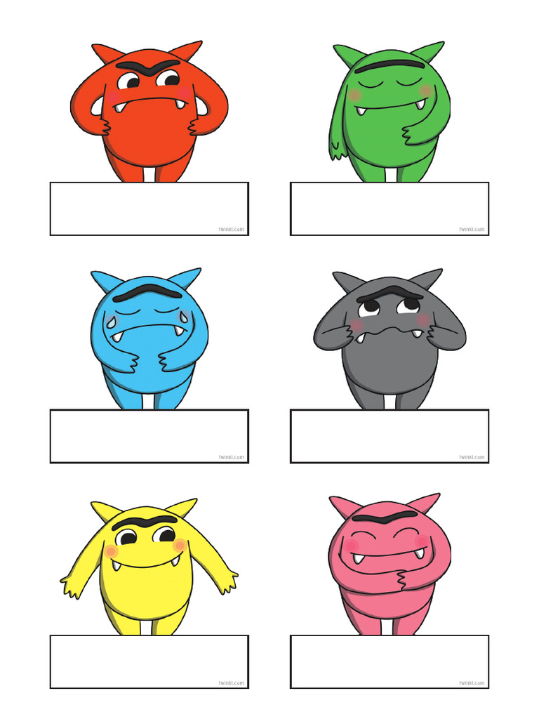 Feelings Monster Editable Self Registration Labels | PDF