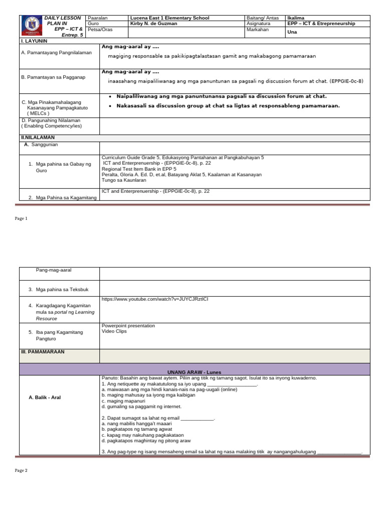 EPP5-WLP-Q1W4 New | PDF | Computer Network | World Wide Web