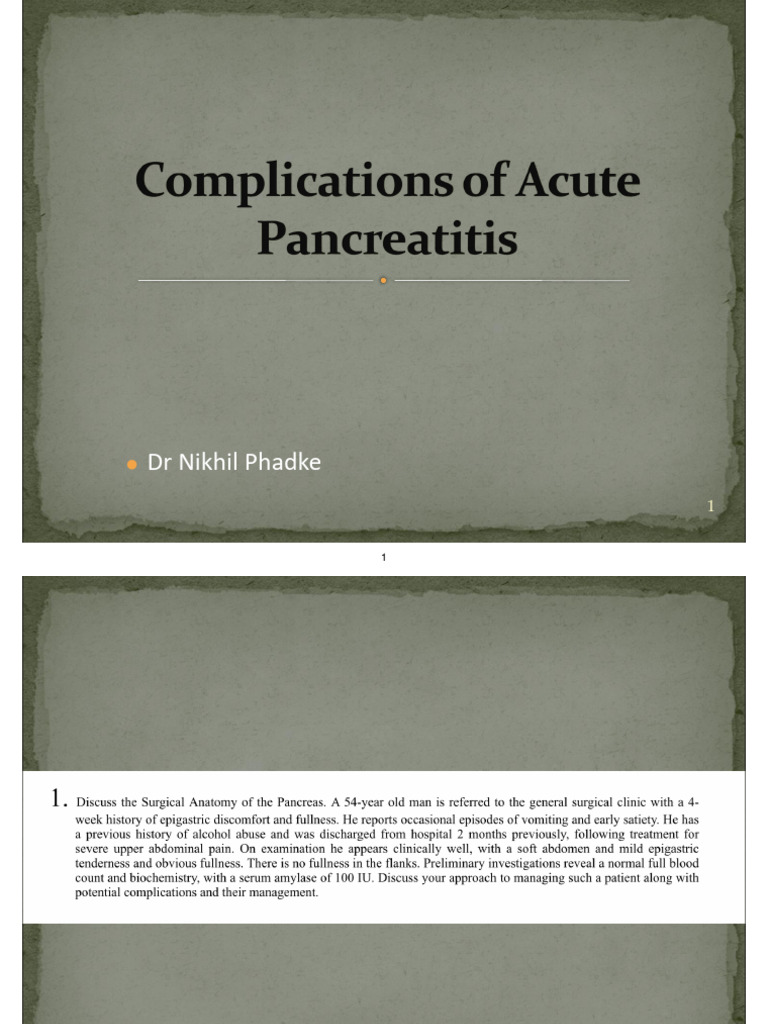 Complications of Acute Pancreatitis | PDF