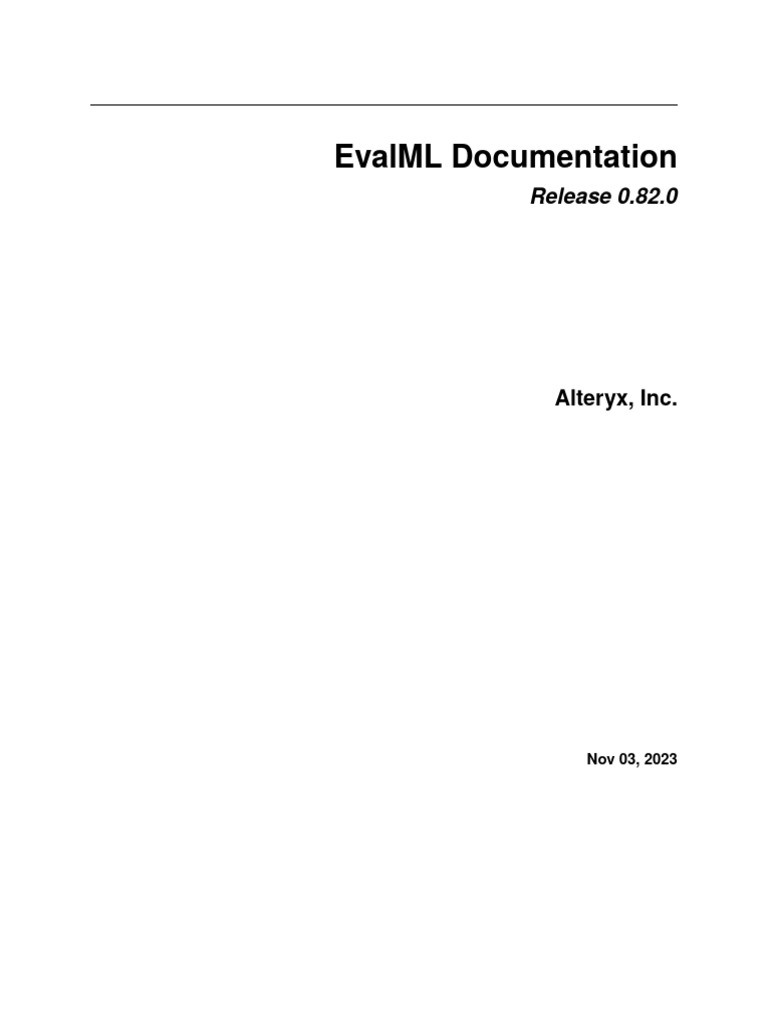 Evalml Docs Pdf