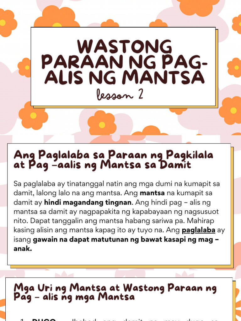 Wastong Paraan NG Pag-Alis NG Mantsa - Compressed - Compressed | PDF