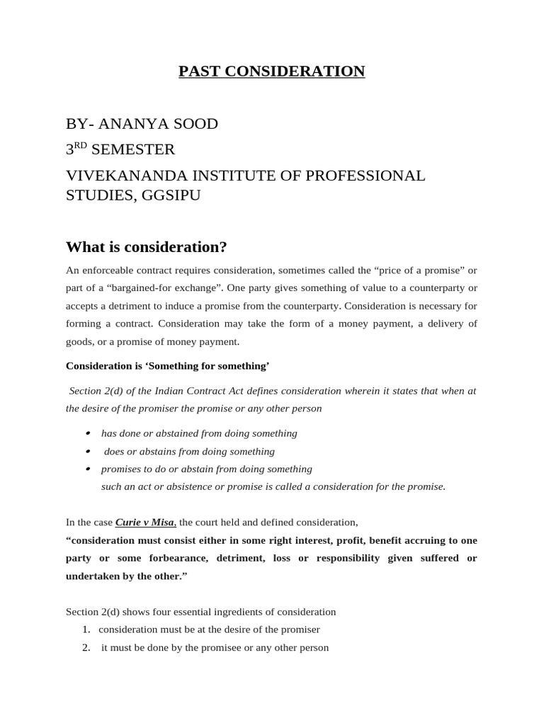 Past Consideration | PDF