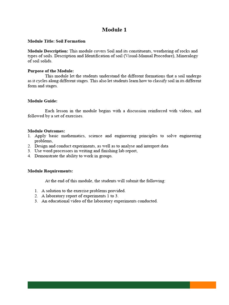 Module 1. Soil Formation | PDF