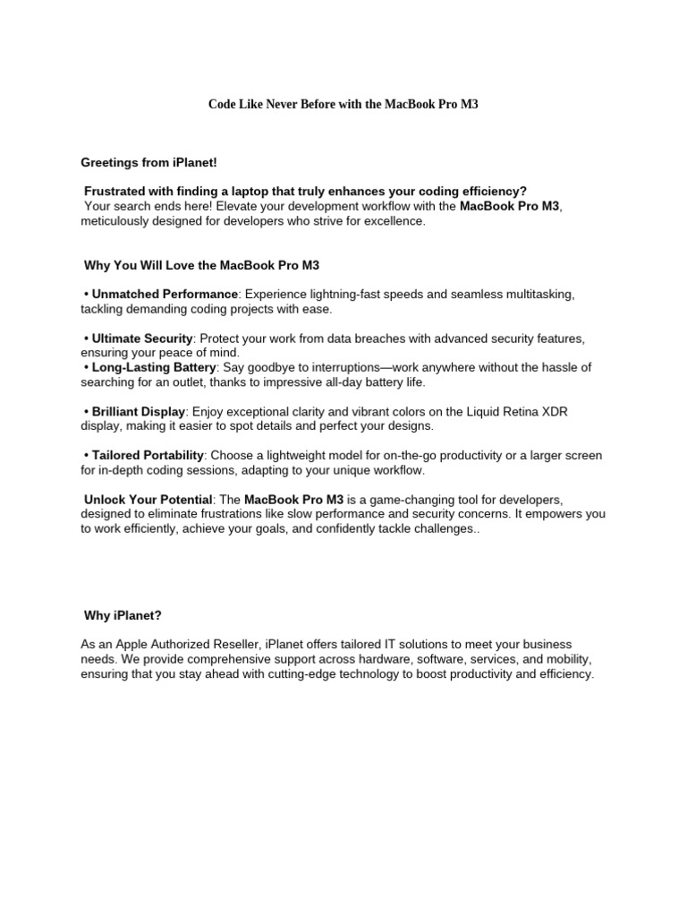 Code Like Never Before with the MacBook Pro M3 | PDF Code Like Never Before with the MacBook Pro M3 | PDF