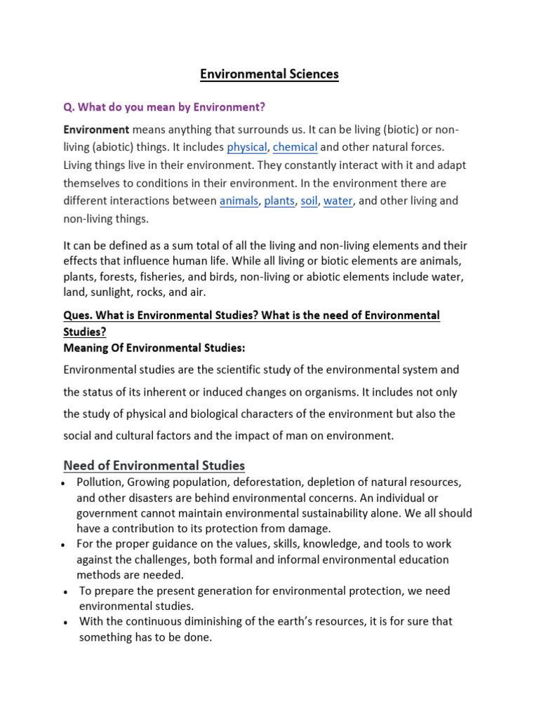 Environmental Science Notes | PDF