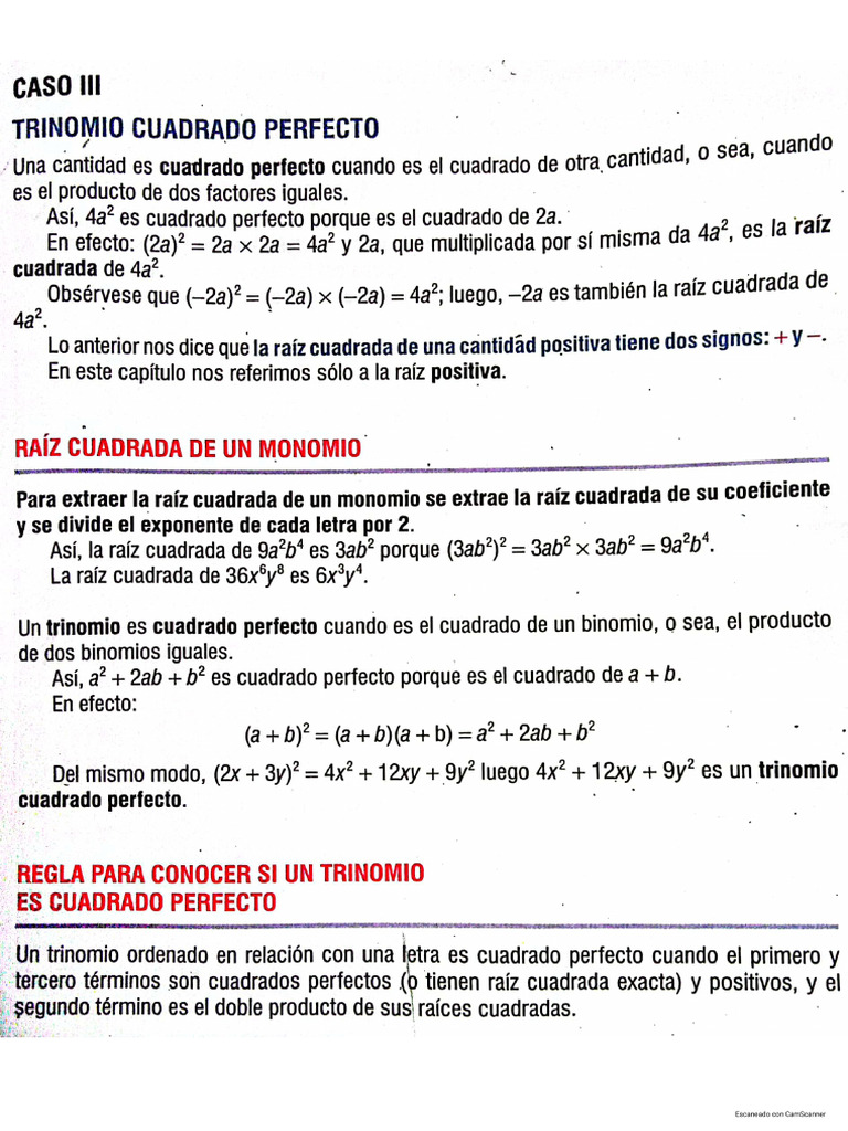 Trinomio Cuadrado Perfecto | PDF