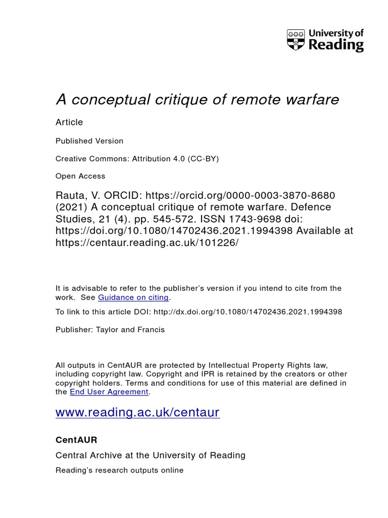 A conceptual critique of remote warfare | PDF