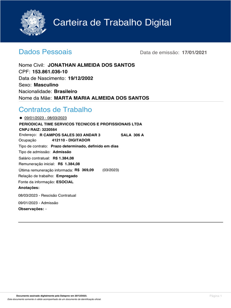 Carteira de Trabalho | PDF