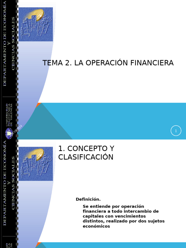 Tema 2 La Operacion Financiera | PDF | Dinero | Economias