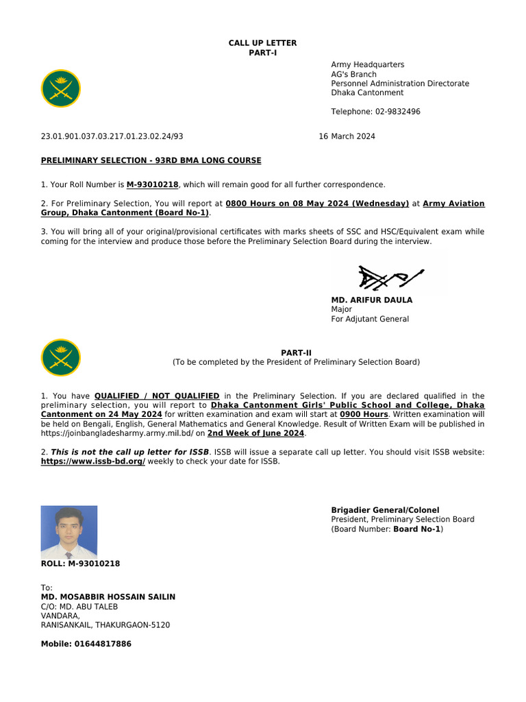 Call-Up-Letter (1) (4) | PDF