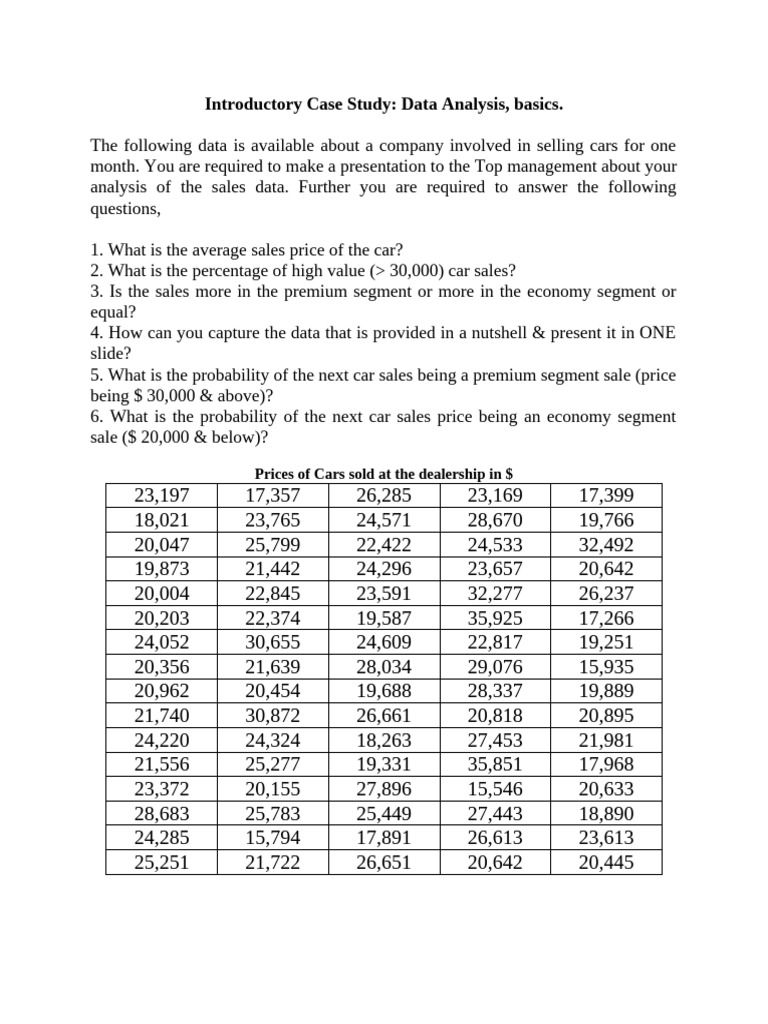 Introductory Case Study | PDF