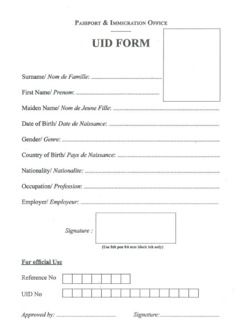 Uid Form To Be Filled by All The Applicants Op RP and Dependents 1 1 | PDF