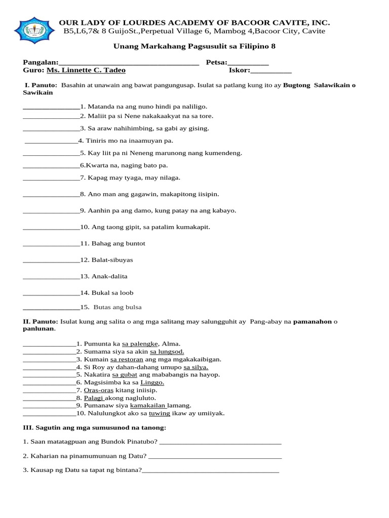 Filipino 8 | PDF
