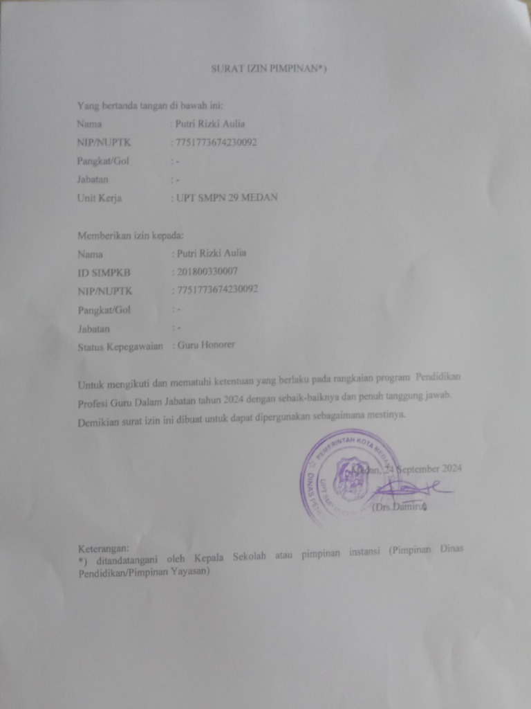 Surat Izin Pimpinan Fix | PDF