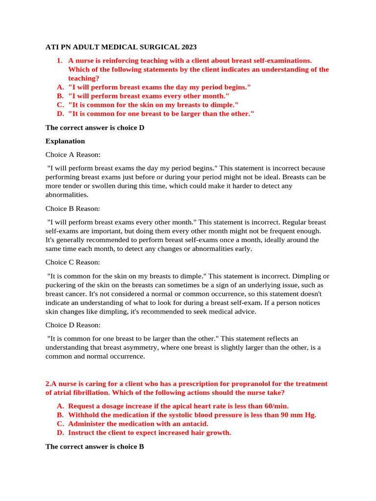 Ati PN Adult Medical Surgical 2023 | PDF | Influenza | Osteoporosis