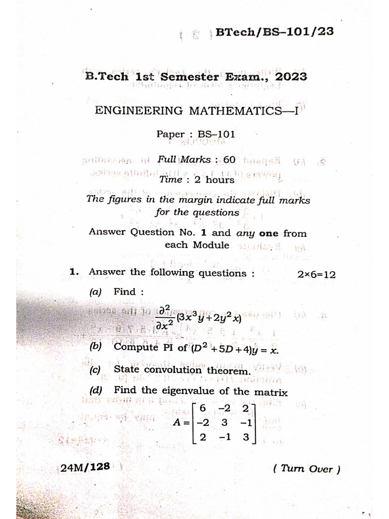 Btech 1st Sem 2023-24 | PDF