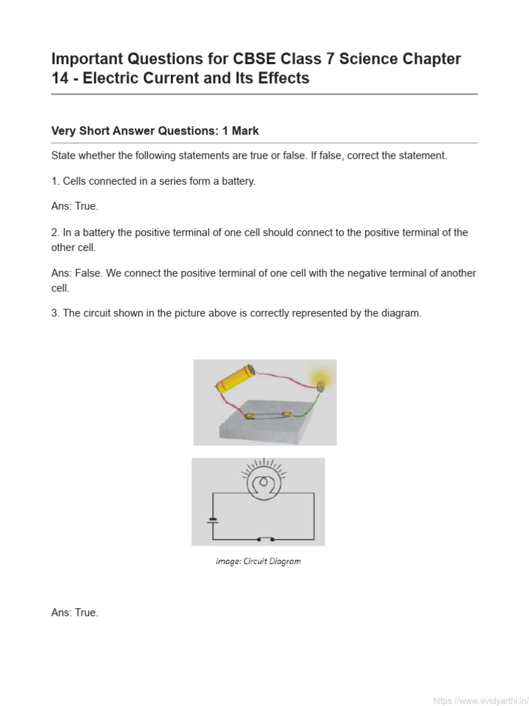 Important Questions Class 7 Science Chapter 14 | PDF | Incandescent ...