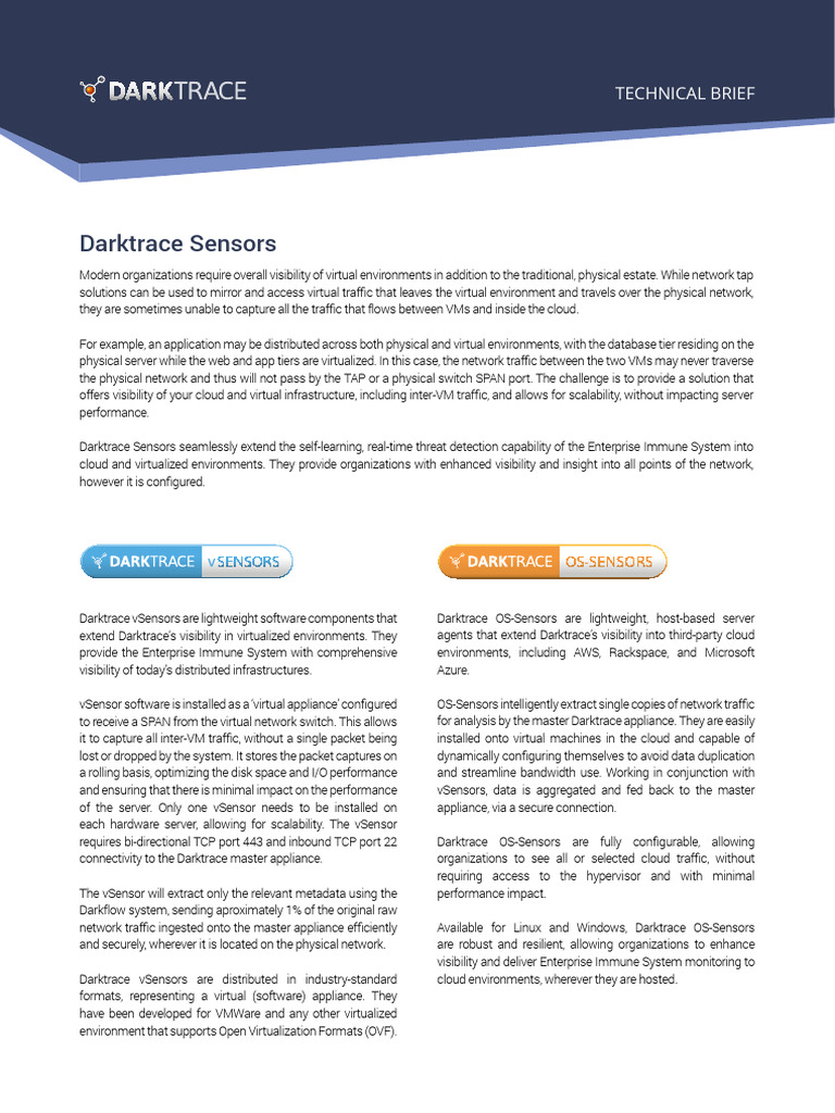 Darktrace Sensors | PDF